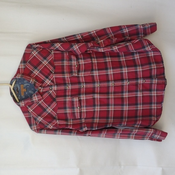 JACHS Girlfriend | Tops | Jachs Girlfriend Bea Red Plaid Flannel Snapup ...